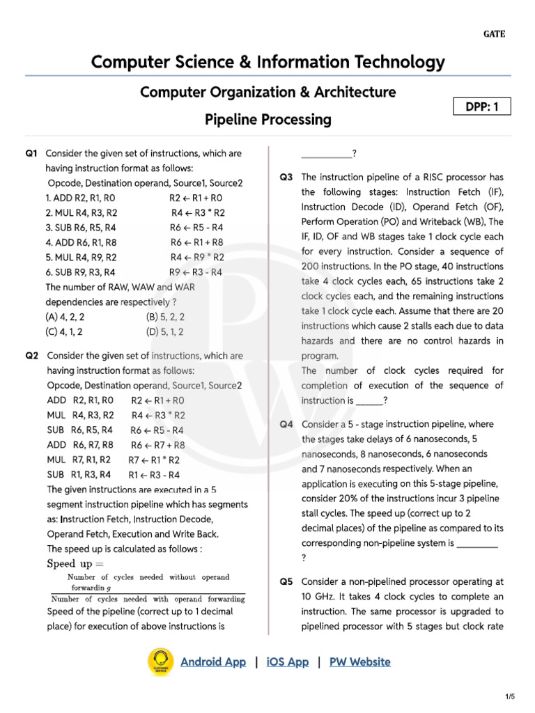 Pipeline Processing DPP 01 | PDF