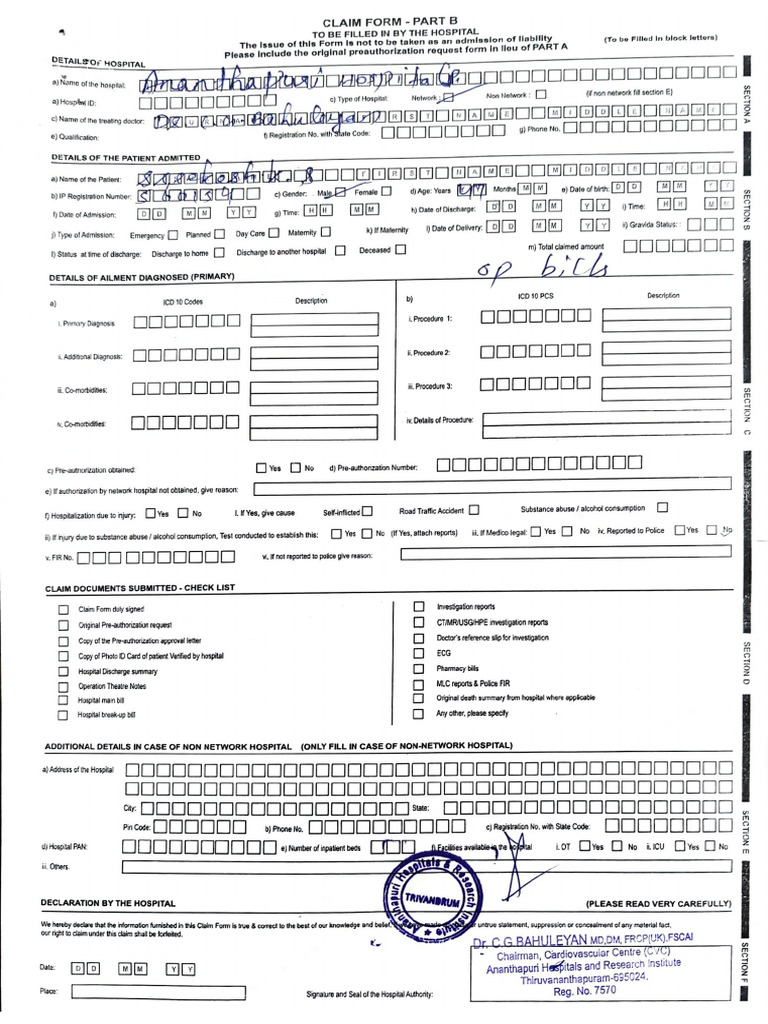Sreekesh - Mediclaim Forms | PDF
