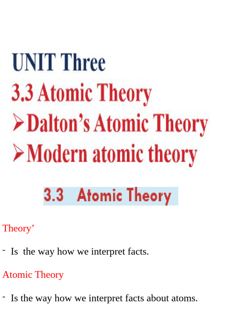 Atomic theory ppt | PDF | Atoms | Chemical Elements