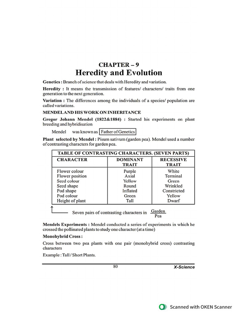 Heredity Class 10 | PDF