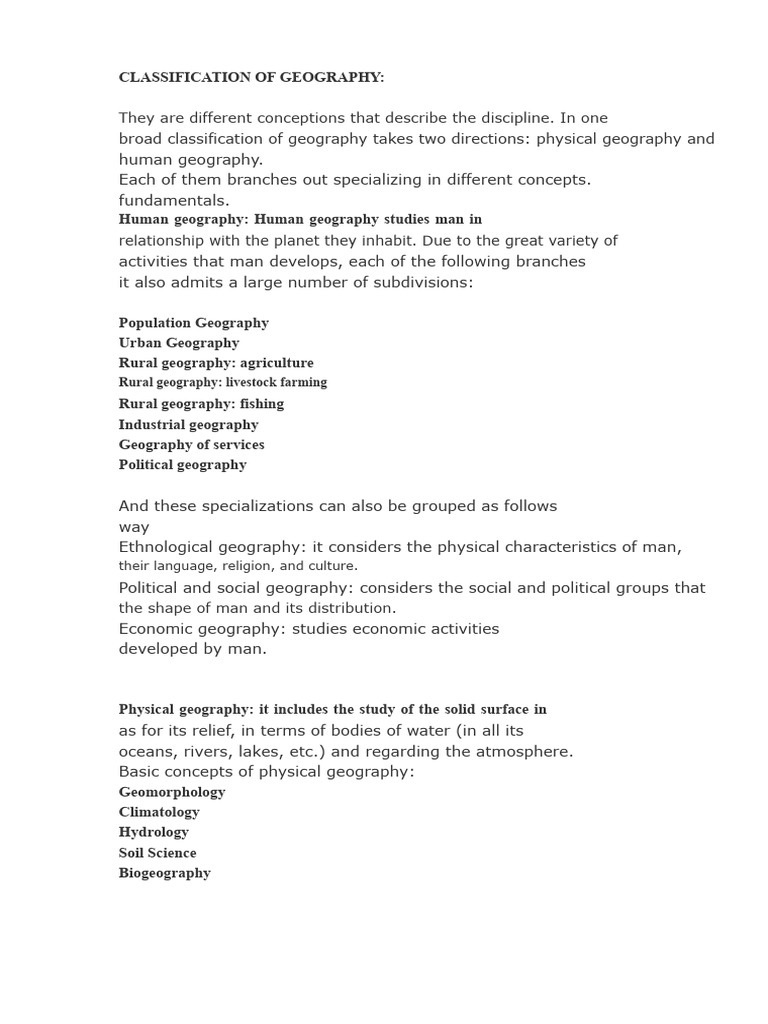 CLASSIFICATION OF GEOGRAPHY | PDF