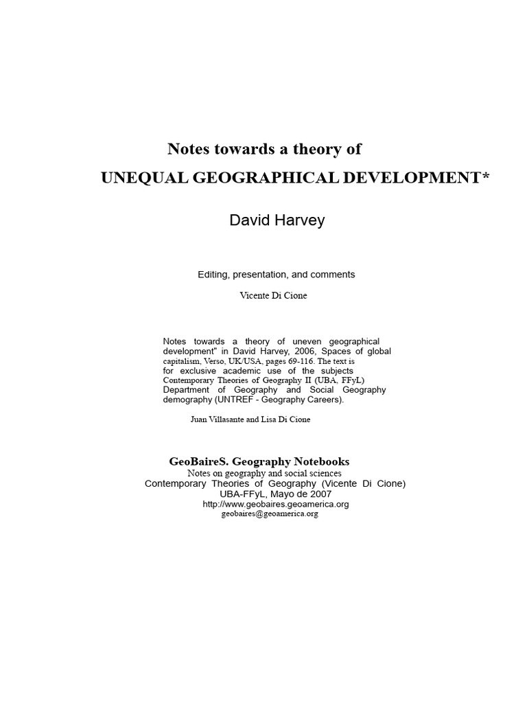 Unequal Geographical Development Theory | PDF | Capitalism | Geography