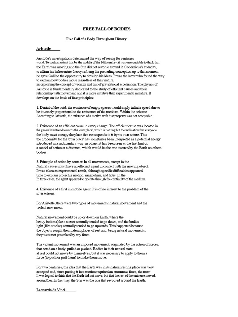 Free Fall of Bodies | PDF | Force | Heliocentrism