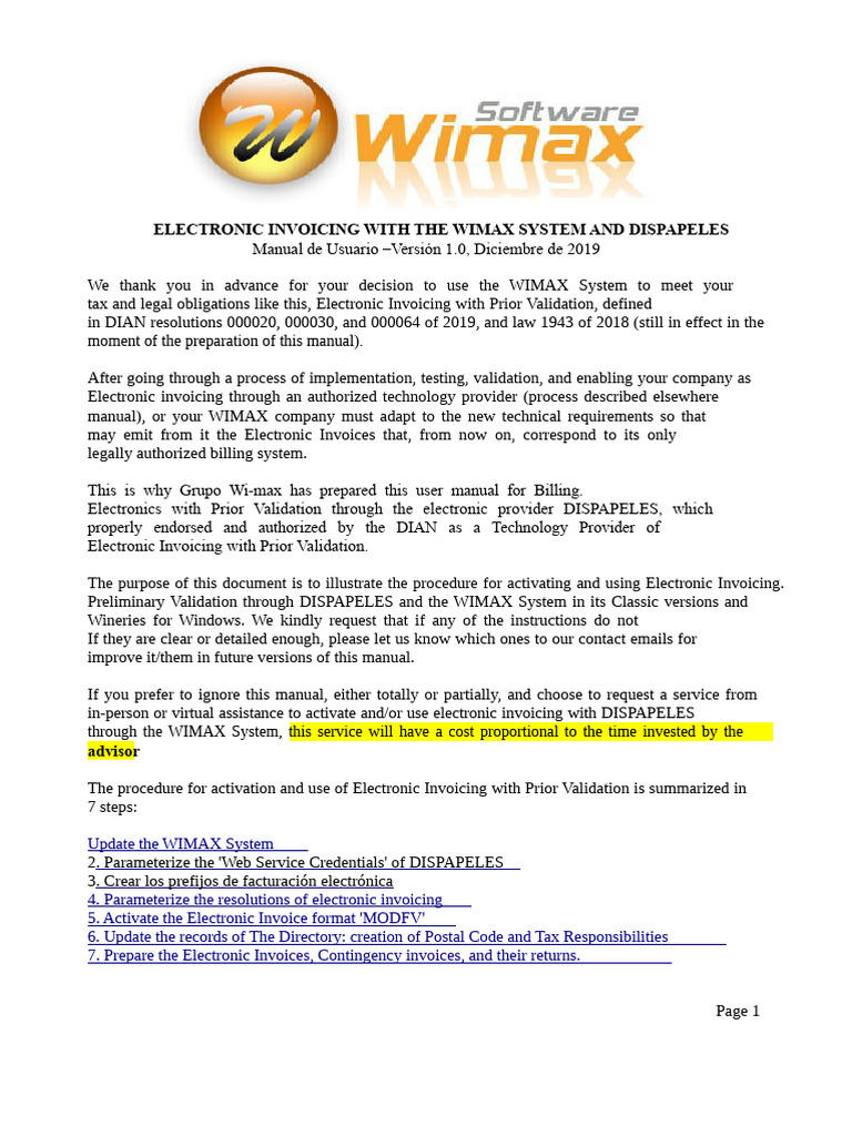 Electronic Billing Manual WIMAX - Odt | PDF | Invoice | Computing