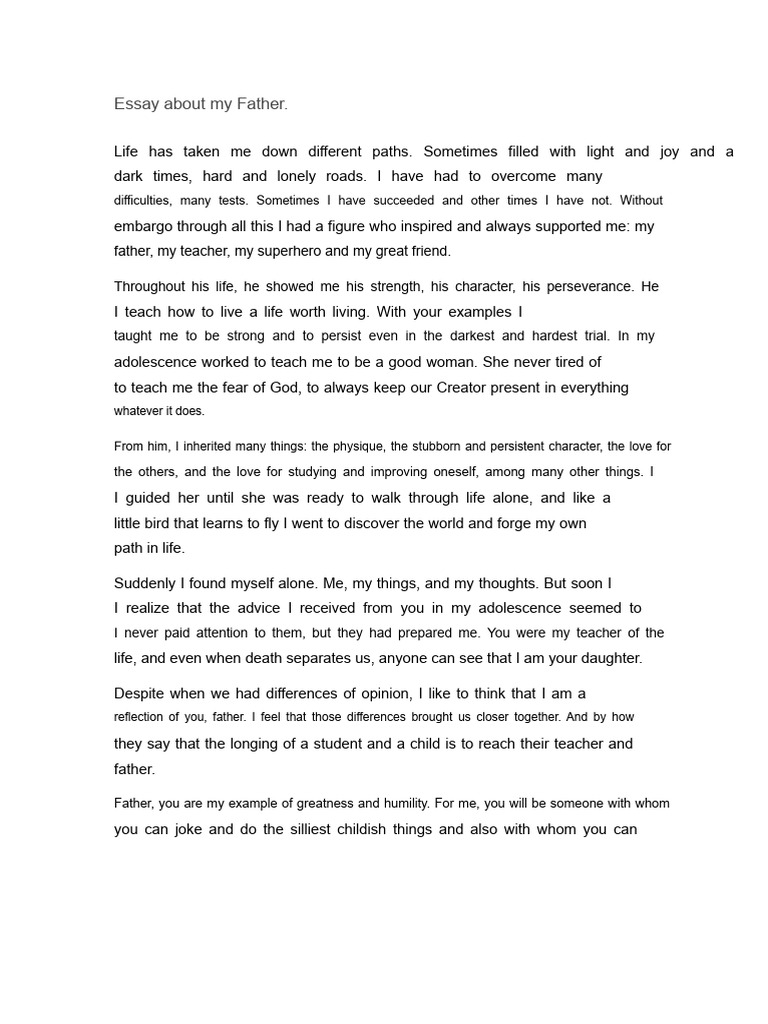 Essay About My Father | PDF | Love