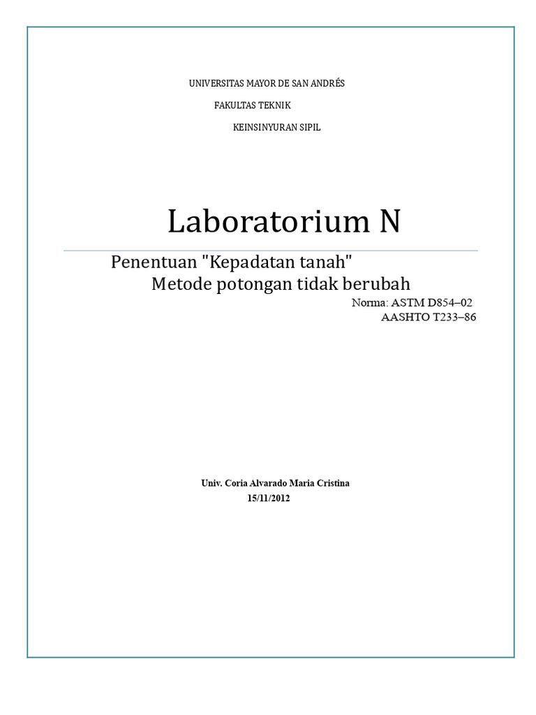 Penentuan Kepadatan Tanah Metode ASTM | PDF