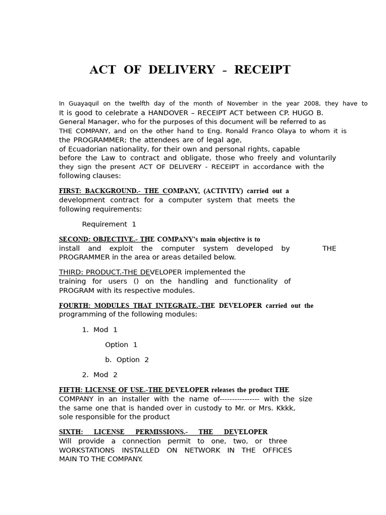 Delivery Receipt Act | PDF | Software Engineering | Computing