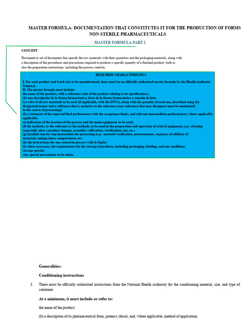 Master Formula | PDF | Specification (Technical Standard) | Calibration