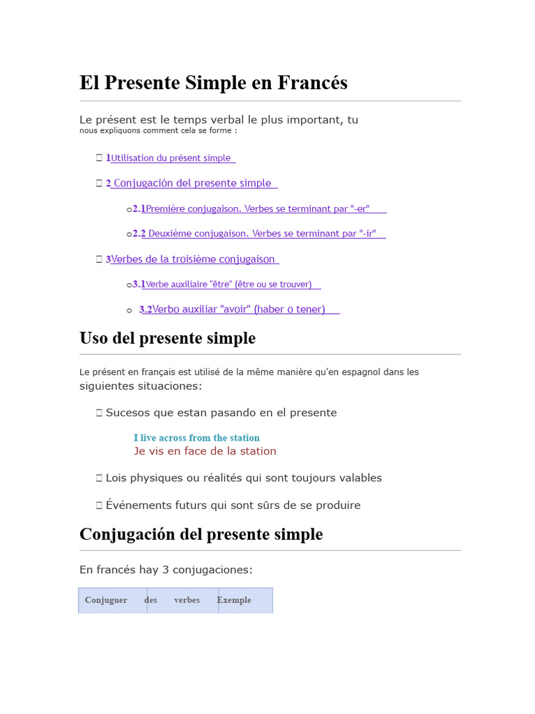 Guide du Présent Simple en Français | PDF | Verbe | Conjugaison