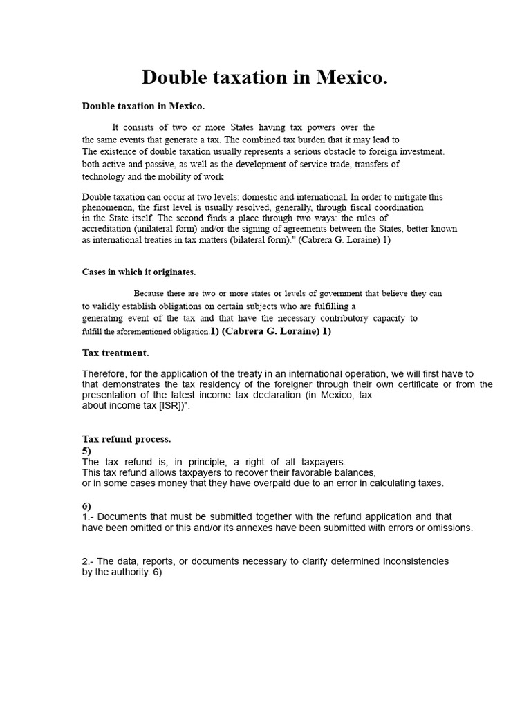 Double Taxation in The Country in Mexico | PDF | Double Taxation | Taxes