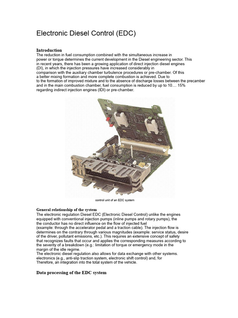 Diesel Electronic Control Regulation EDC | PDF | Diesel Engine ...
