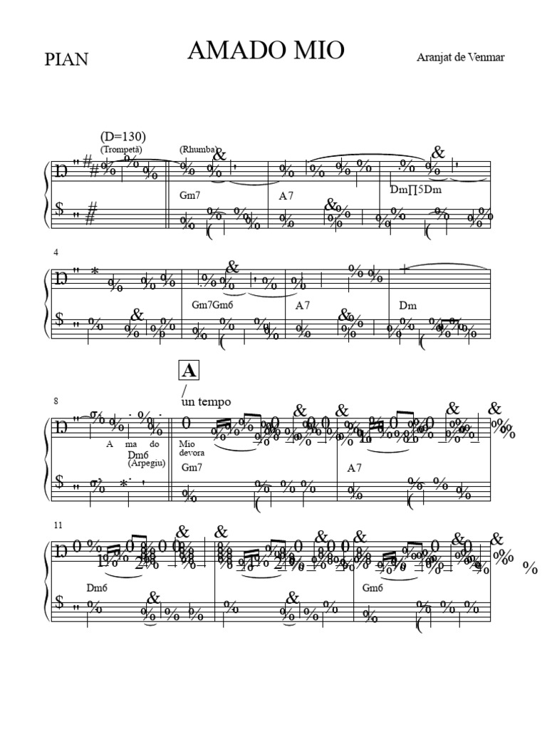 Amado Mio Sheet Music for Piano | PDF
