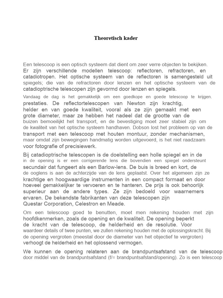 Theoretisch Kader Van de Telescoop | PDF
