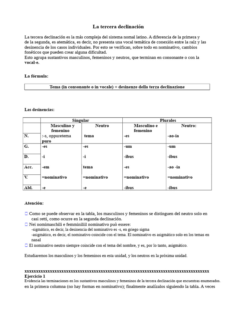 3 decl + ejercicios | PDF | Sintaxis | Morfología