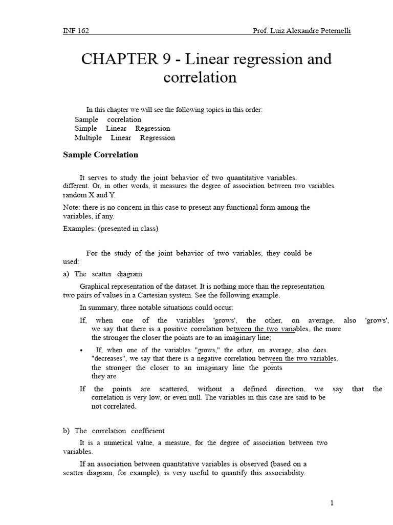 Linear Regression and Correlation PDF | PDF | Regression Analysis | Linear Regression