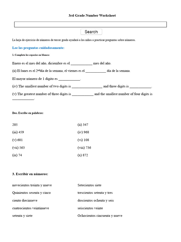 Ejercicios de Matemáticas para 3er Grado | PDF | Matemáticas | Aritmética