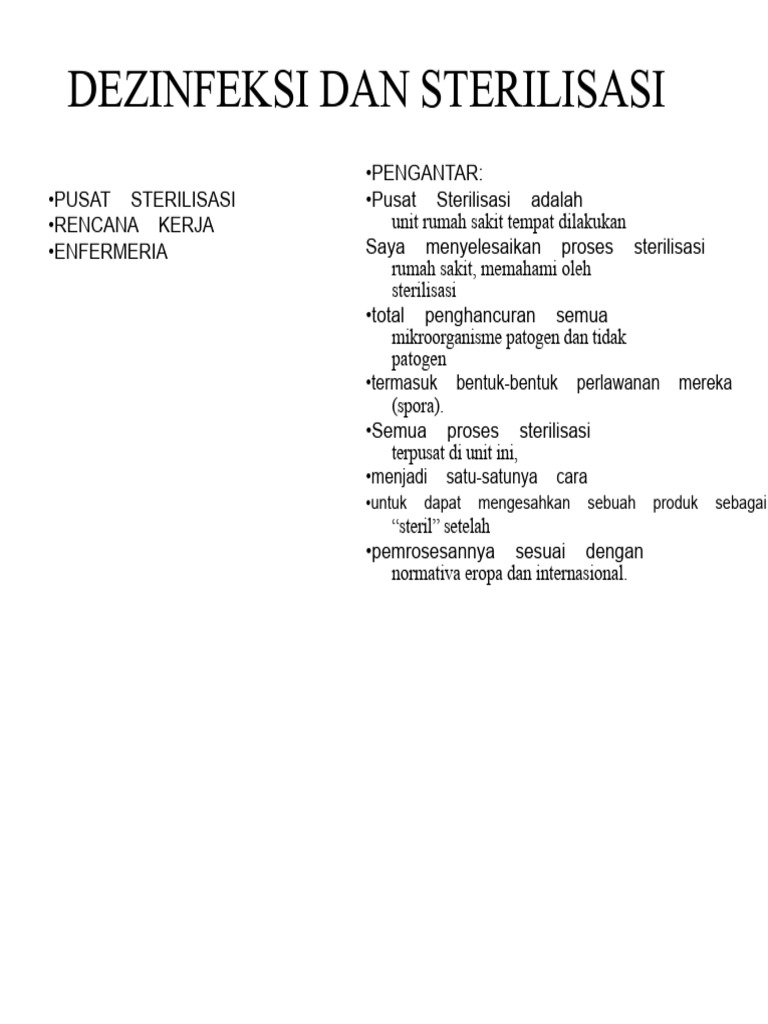 Proses Sterilisasi dan Disinfeksi Rumah Sakit | PDF