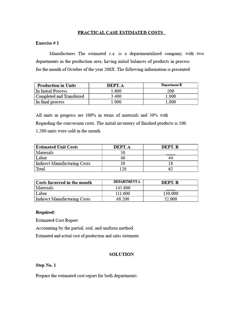 Practical Case Estimated Costs | PDF | Business | Business Process