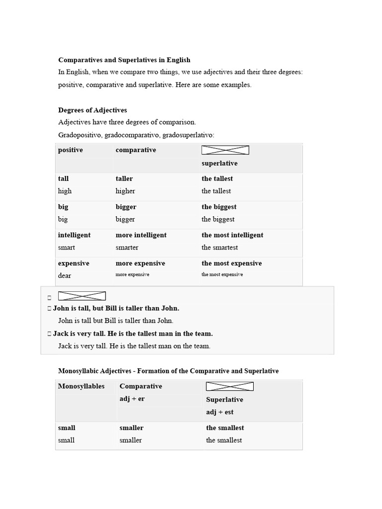 Comparatives and Superlatives in English | PDF | Semantic Units ...