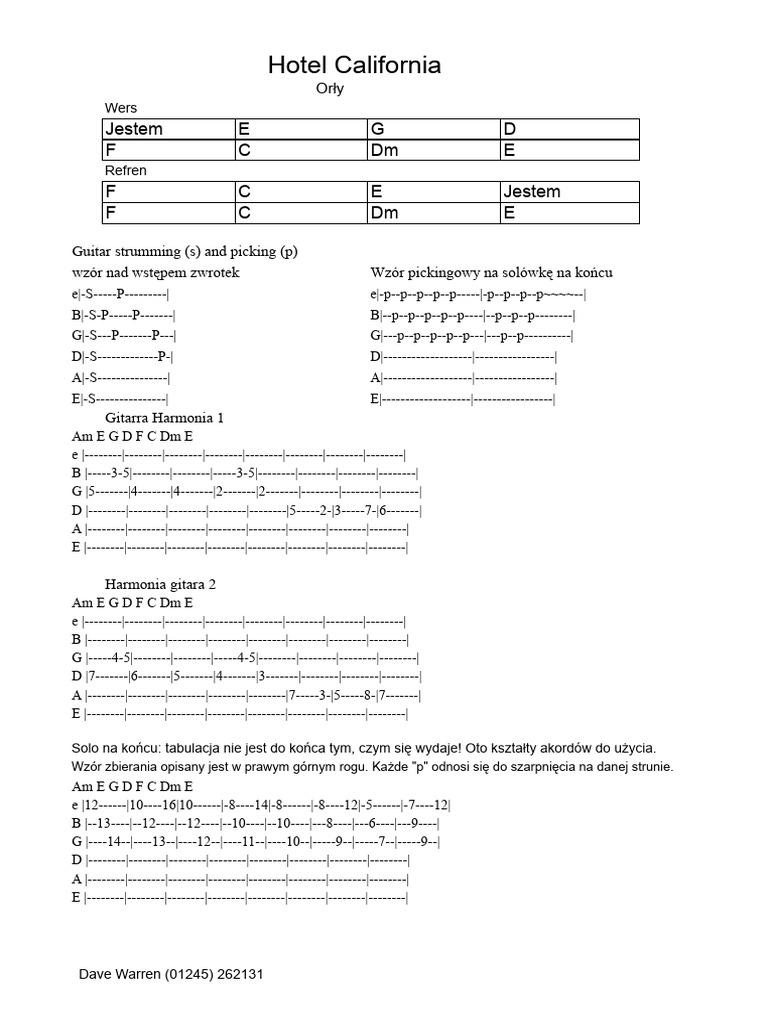 Hotel California Am Harmony Tab | PDF