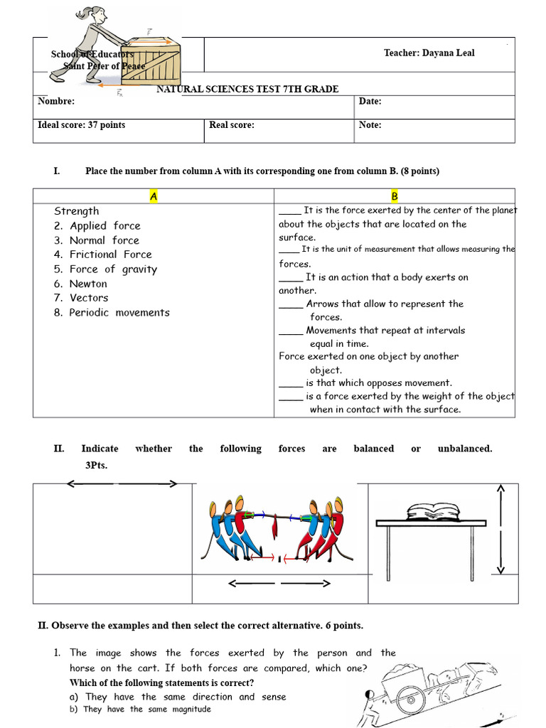 Test 7 Forces | PDF | Force | Weight