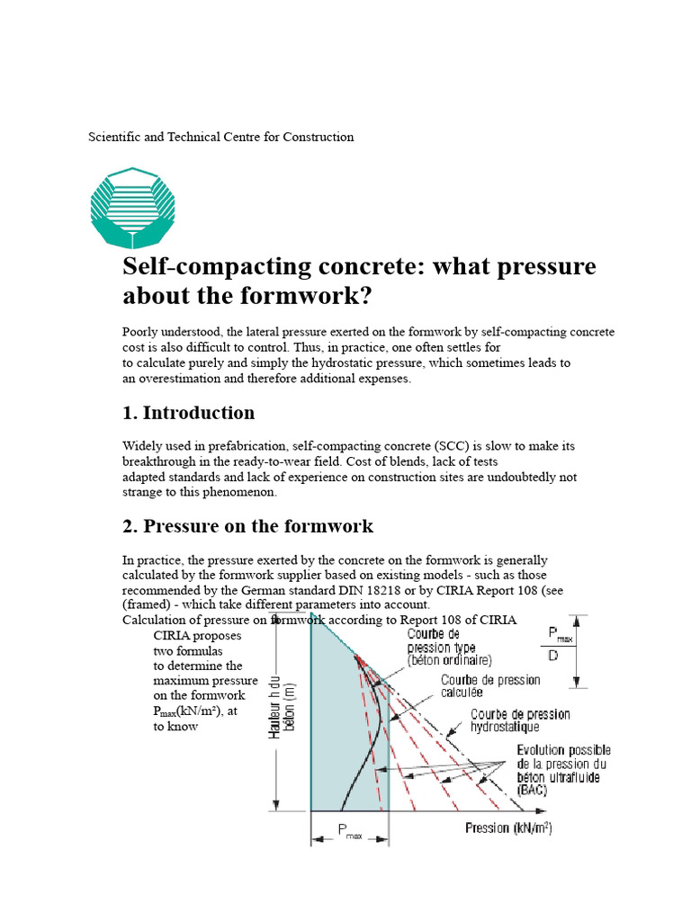 Self-Compacting Concrete Formwork Pressure | PDF | Pressure | Concrete
