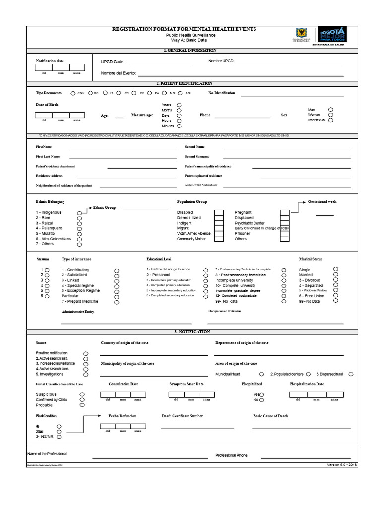 Format Regis SISVECOS 2 PDF | PDF | Mental Disorder | Suicide