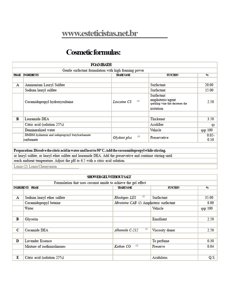 Cosmetic Formulations Guide | PDF | Surfactant | Wax