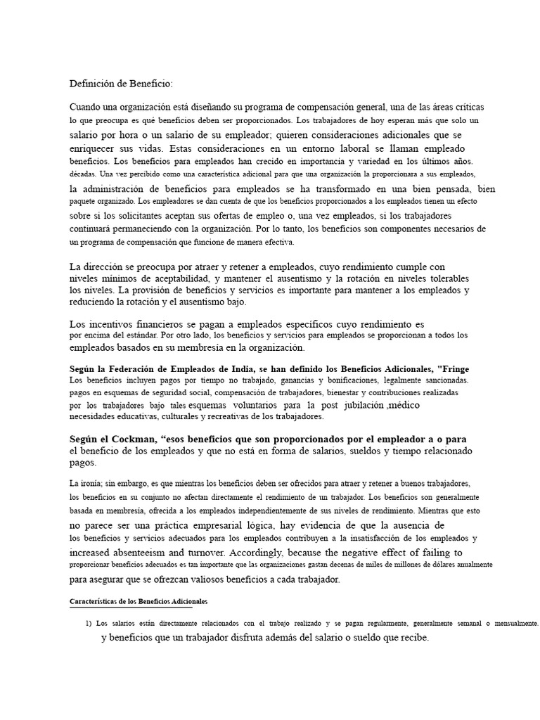 Definición de Beneficio | PDF | Salario | Desempleo