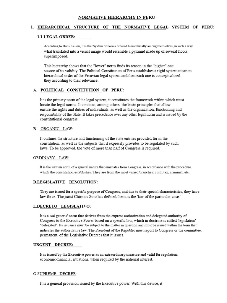 Hierarchy of Legal Norms in Peru | PDF | Occupational Safety And Health ...