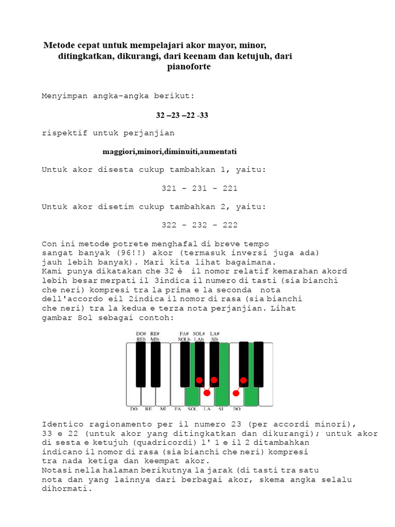 Metode Cepat Belajar Akor Piano | PDF