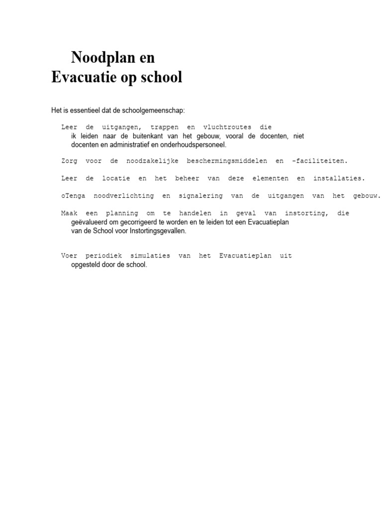 Noodplan Voor Scholen | PDF