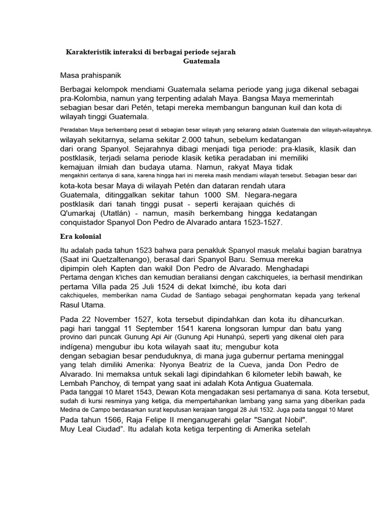 Karakteristik Interaksi di Berbagai Zaman Sejarah Guatemala | PDF