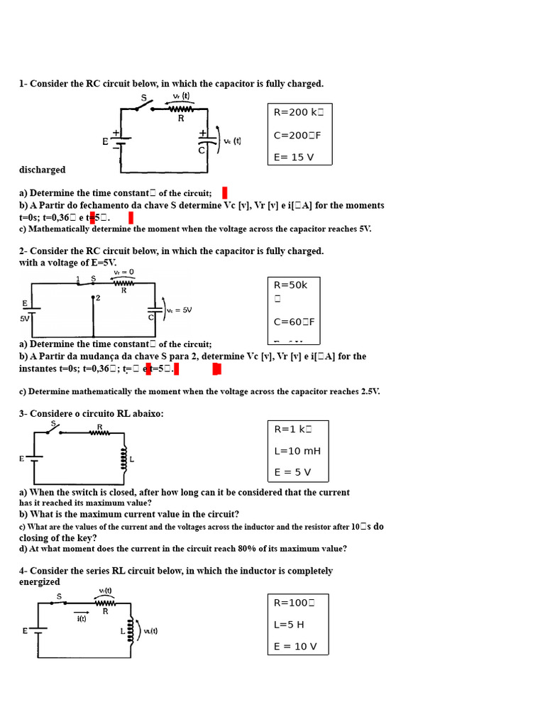 Exercises On Capacitors, Inductors in Direct and Alternating Current ...