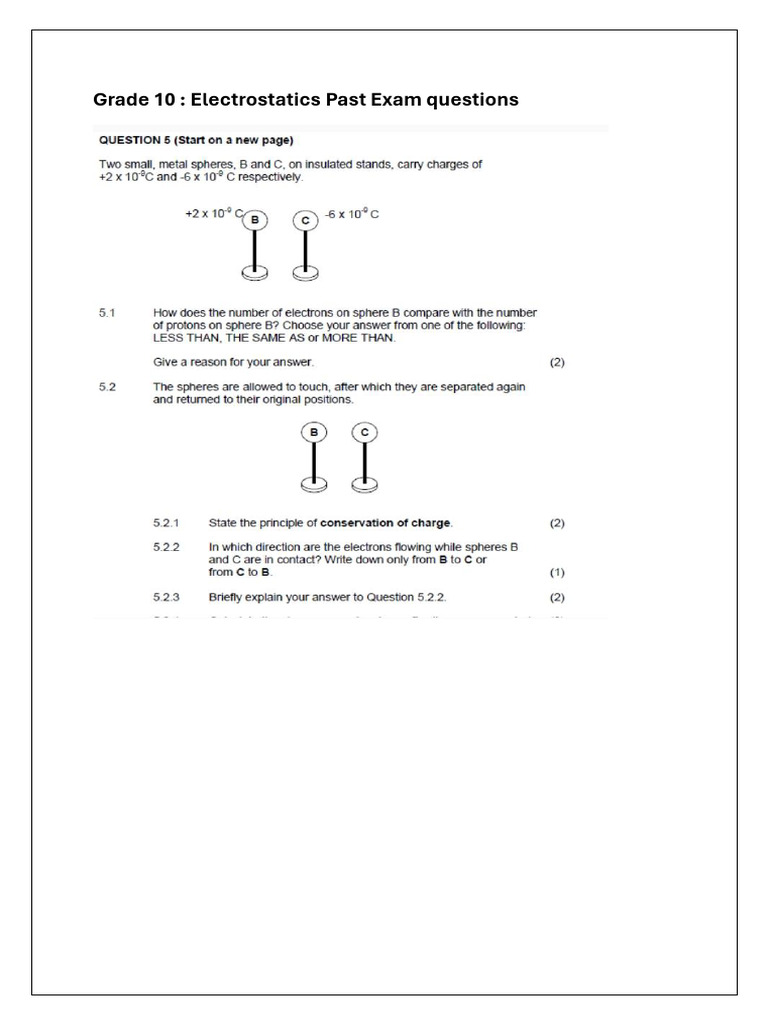 Electrostatics Past Exam Papers | PDF