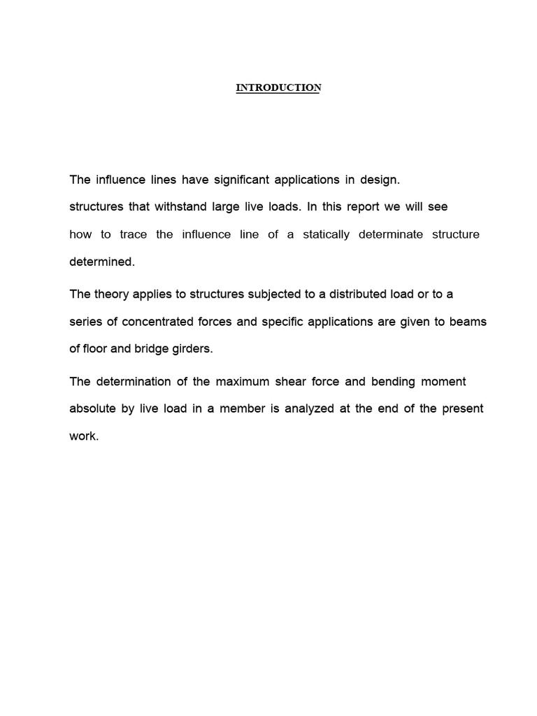 Influence Lines Final Report Final !!!! | PDF | Beam (Structure) | Bending