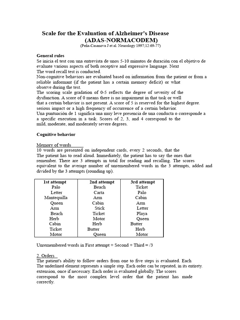 Alzheimer's Disease Evaluation Scale | PDF | Hallucination | Alzheimer ...