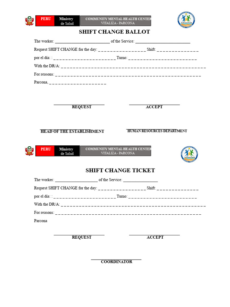 Shift Change Ticket | PDF