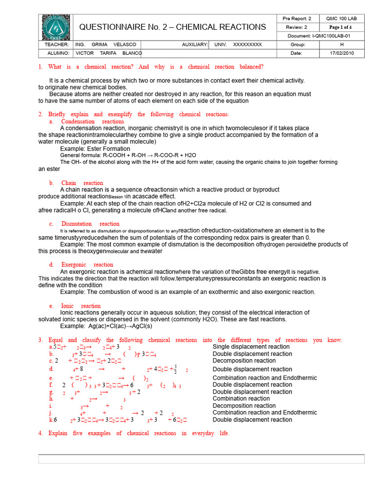 C2 - Chemical reactions | PDF | Chemical Reactions | Oxide