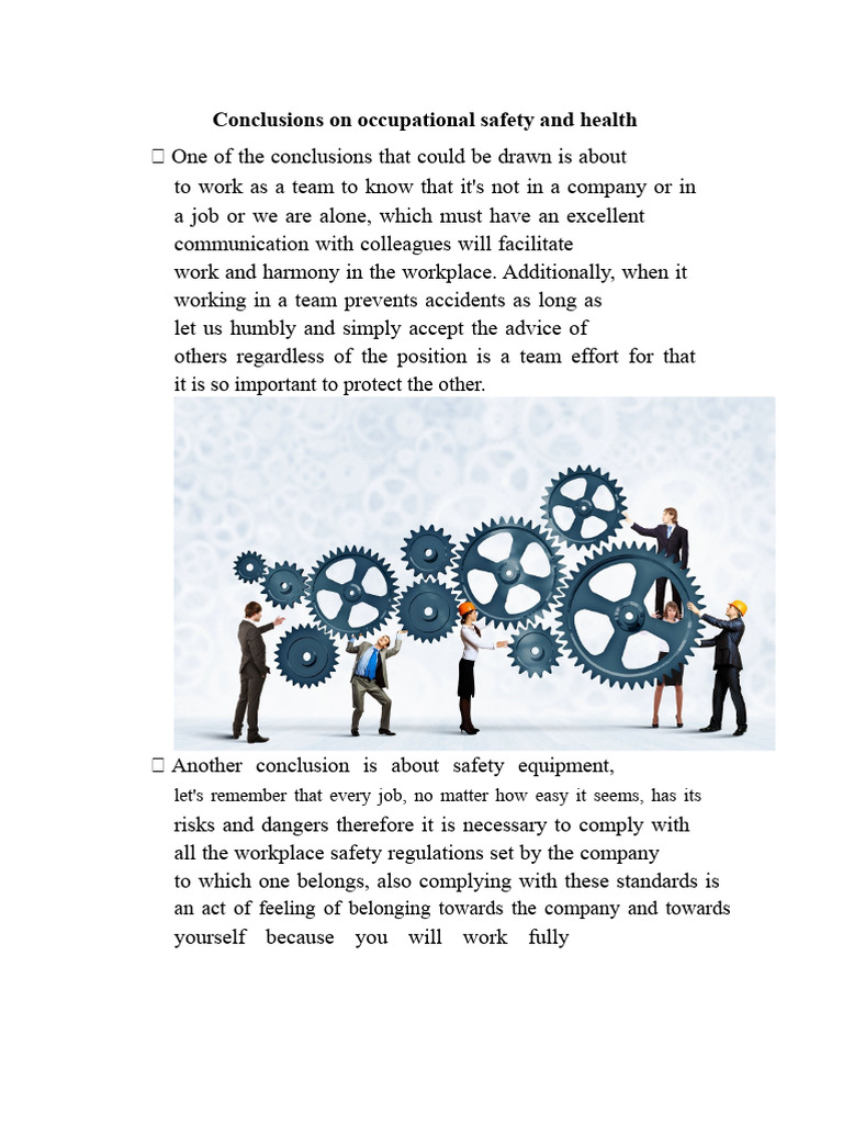 Conclusions On Safety and Health in The Workplace | PDF