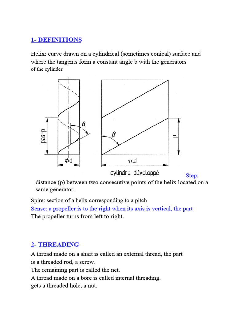 Threading Course - Mechanical Construction | PDF | Screw | Helix
