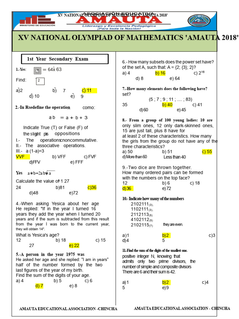 1st GRADE SECONDARY EXAM WITH ANSWER KEYS - READY | PDF | Abstract ...