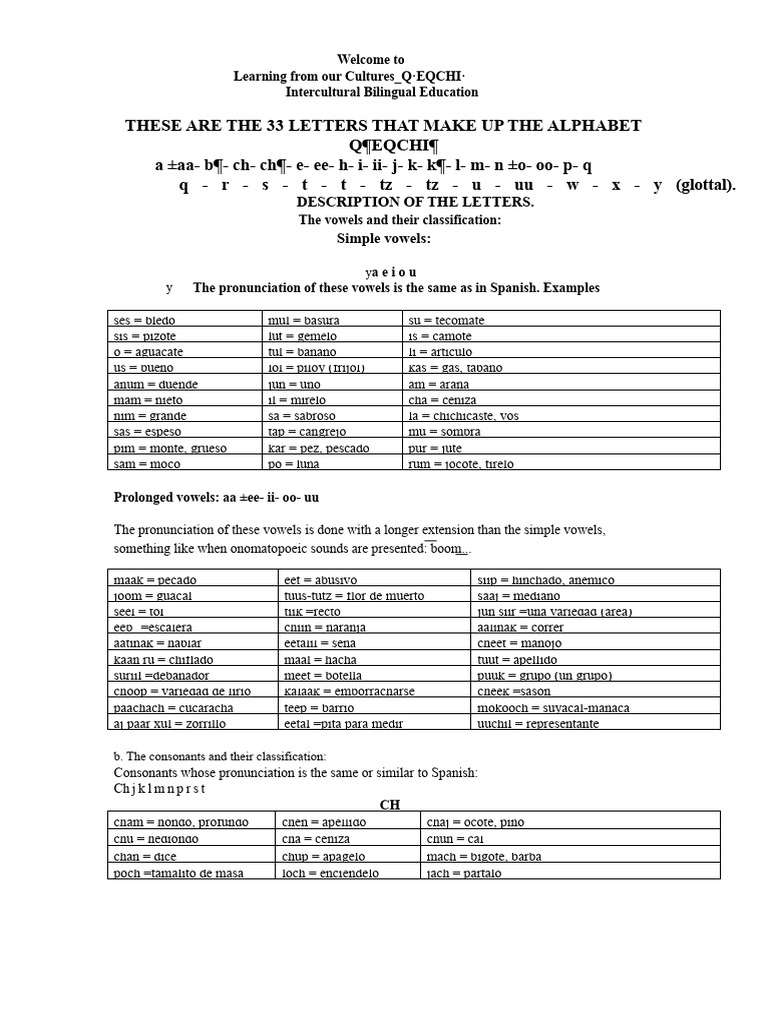 Q'eqchi' Alphabet Overview | PDF | Linguistics | Phonetics