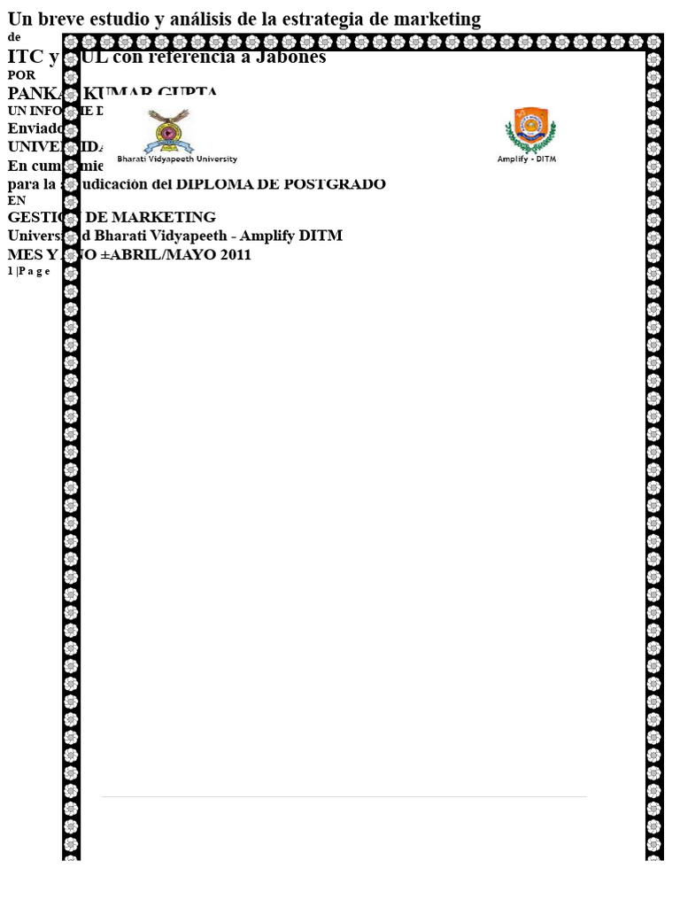 Informe Final Del Proyecto Sobre Hul y Itc | PDF | Unilever | Marketing