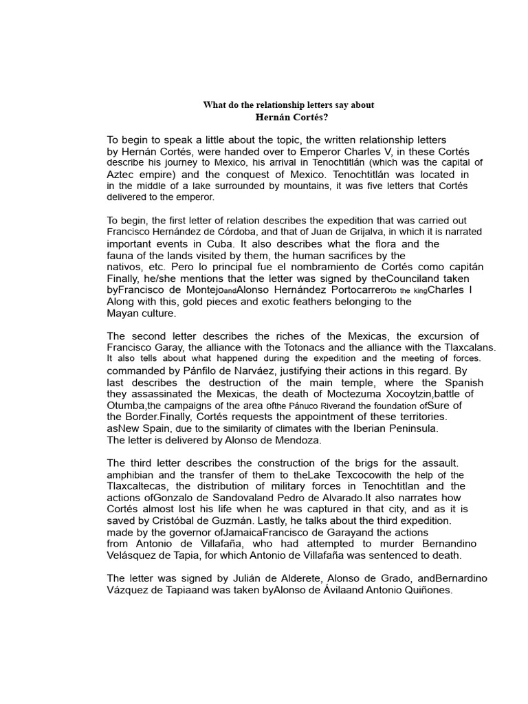 Letters of Relation From Hernán Cortés | PDF | Hernán Cortés | Aztec
