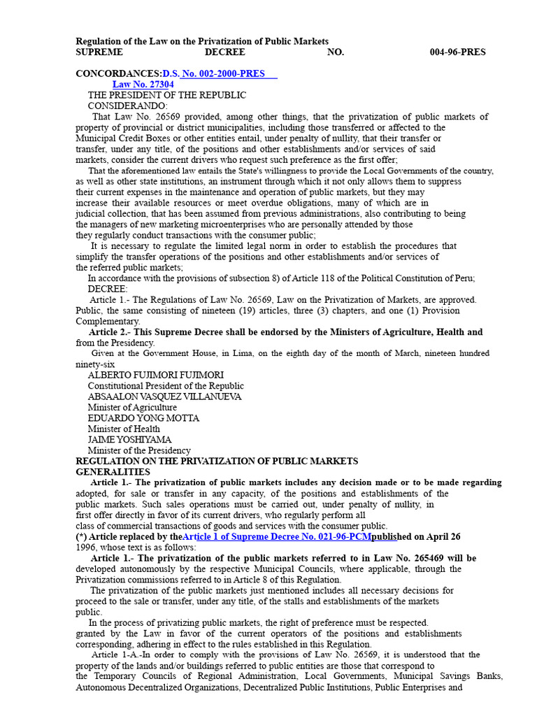 Regulations of The Public Markets Privatization Law | PDF | Ownership ...