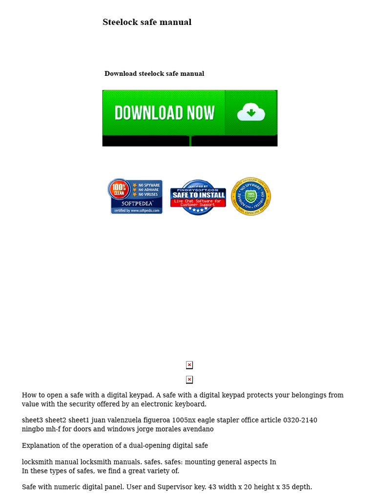 Steelock Safe Manual | PDF