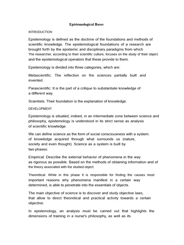 Epistemological Foundations | PDF | Epistemology | Knowledge