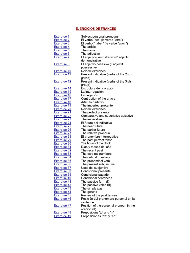 French 50 Exercises | PDF | Linguistic Typology | Morphology
