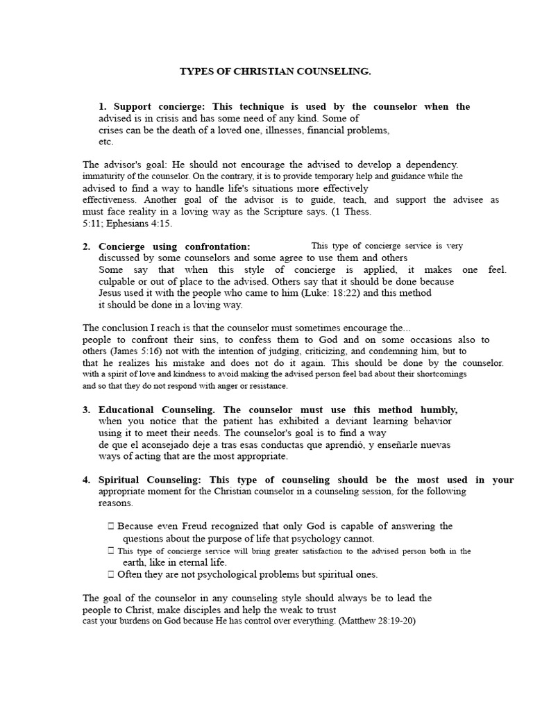 Types of Christian Counseling Explained | PDF | Christian Counseling ...